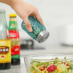 Sizikato Glass Salt and Pepper Shakers Set, Beaded Surface