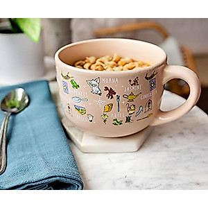 Disney Princess Ceramic Soup Mug with Vented Lid | Bowl For Ice Cream, Cereal, Oatmeal | Large Coffee Cup For Espresso, Caffeine, Beverage | Cute Home & Kitchen Decor Essentials | Holds 24 Ounces