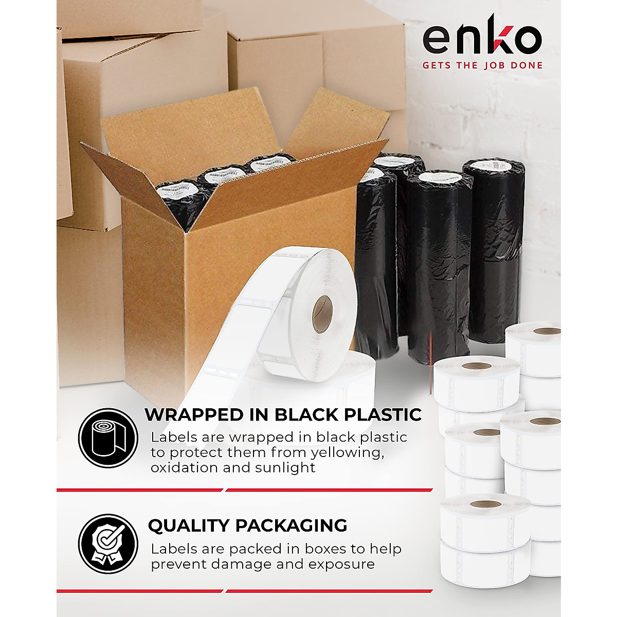 enKo Compatible 30347 Dymo Book Spine Labels (1" x 1-1/2") 12 Rolls, 9000 Library Book Barcode Labels - Use with Dymo Labelwriter 450, 4XL, 450 Turbo Printer, Rollo Printer