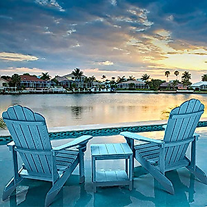 Adirondack Chair Weather Resistant , Hard Plastic Adirondack Chair with Cup Holder, Comfortable Easy to Assemble and Maintain, Outdoor Chair for Patio, Backyard Deck, Fire Pit & Lawn Porch - Lake Blue