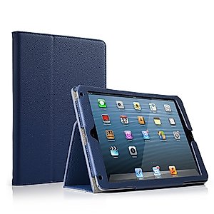 RUBAN Case for iPad 9.7 Inch 2018/2017/iPad Air 2/iPad Air 1 - [Corner Protection] - [Scratch-Resistant] Premium PU Leather Folio Smart Stand Cover w/Auto Sleep/Wake, Navy Blue