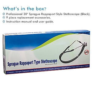 Novamedic Dual Head Sprague Rappaport Stethoscope, Black, 30-inch First Aid Stethoscope for Nurses, Doctors, ETMs, Nursing Homes, Cardiac Diagnostic, Cardiology and Medical Supplies Kit