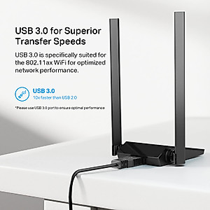TP-Link WiFi 6 USB Adapter for Desktop PC - (Archer TX20U Plus) AX1800 Wireless Network Adapter with 2.4GHz, 5GHz, High Gain Dual Band 5dBi Antenna, WPA3, Supports Windows 11/10