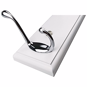 lomejii Wall Mounted Coat Rack 12.2inch(31cm) with 3 Silver Hooks, White Wall Coat Rack, Wood Wall Hook Coat Rack for Entrance, Hallway, Bedroom, Kids Room, Small Size White Wall Clothes Hanger