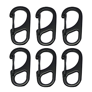 Bytiyar Small Carabiner Clips 1.85inch (47mm) Metal Snap Hooks with Fixed Eye Spring Gate Keychain Parocord Rope Clasps Accessories, 6 Pcs Black