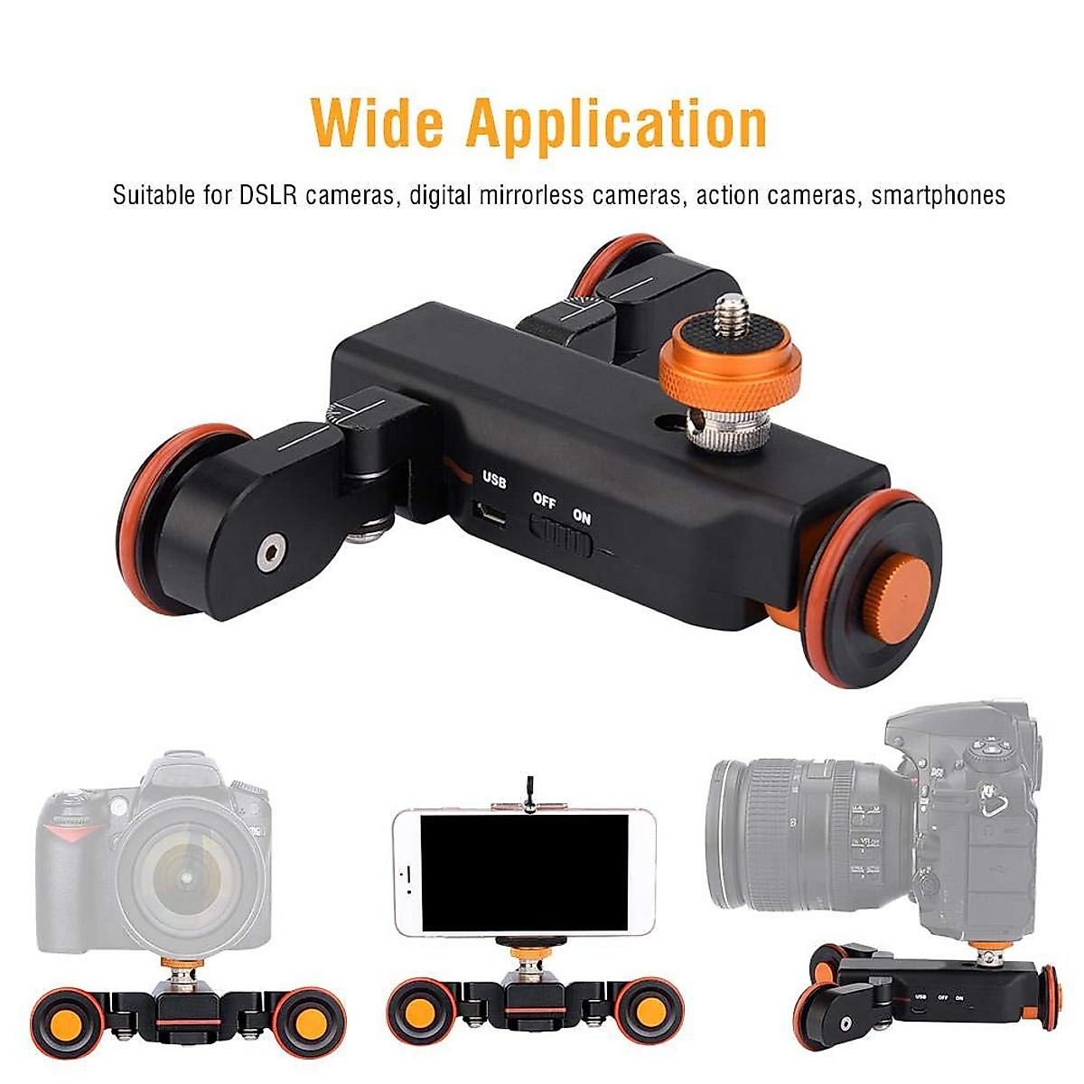 Tosuny L4X Mini Motorized Camera Slider with Remote Controller, 3 Speeds Video Camera Pulley Car Dolly Rolling Slider Skater, Compatible with DLSR Cameras, Action Cameras, and Cellphone