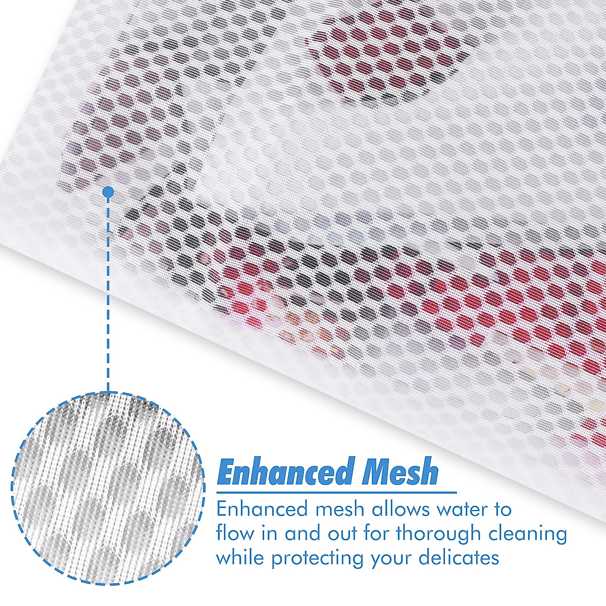 Meuvo Mesh Laundry Bags for Delicates - Durable Lingerie Bags for Washing Delicates with Elastic Zipper Protector, Delicates Bag for Washing Machine and Dryer, White, 1 Large, 1 Medium, 1 Small