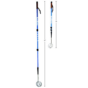 Sand Dipper Full Size Beach Scoop Shovel & Sifter Tool for Beachcombing – Adjustable Sea Glass, Shell, Shark Tooth Sifter for the Beach – Can Be Used as a Walking or Hiking Stick Too – Blue, 4” Basket