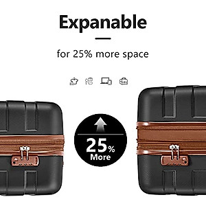 Merax Luggage Sets 3 Piece Suitcase, Hardside Suit case with Spinner Wheels Lightweight TSA Lock, Grey and Brown, 20/24/28 Inch