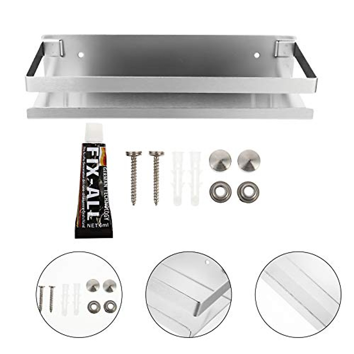 Cabilock Wall Mounted Shower Caddy Basket Shelf Shampoo Holder Organizer for Bathroom Kitchen (Sliver)