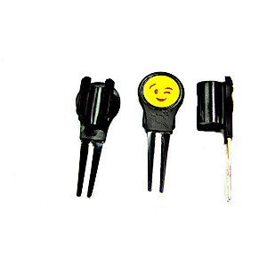 Putter Mounted Divot Tool and Ball Marker - Emoji - Winking