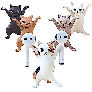 ATHAND 5PCS Enchanting Cat Airpod Holder - Cute Earbuds Headphone Stands Accessories - Unique Desk Accessories Birthday Gifts