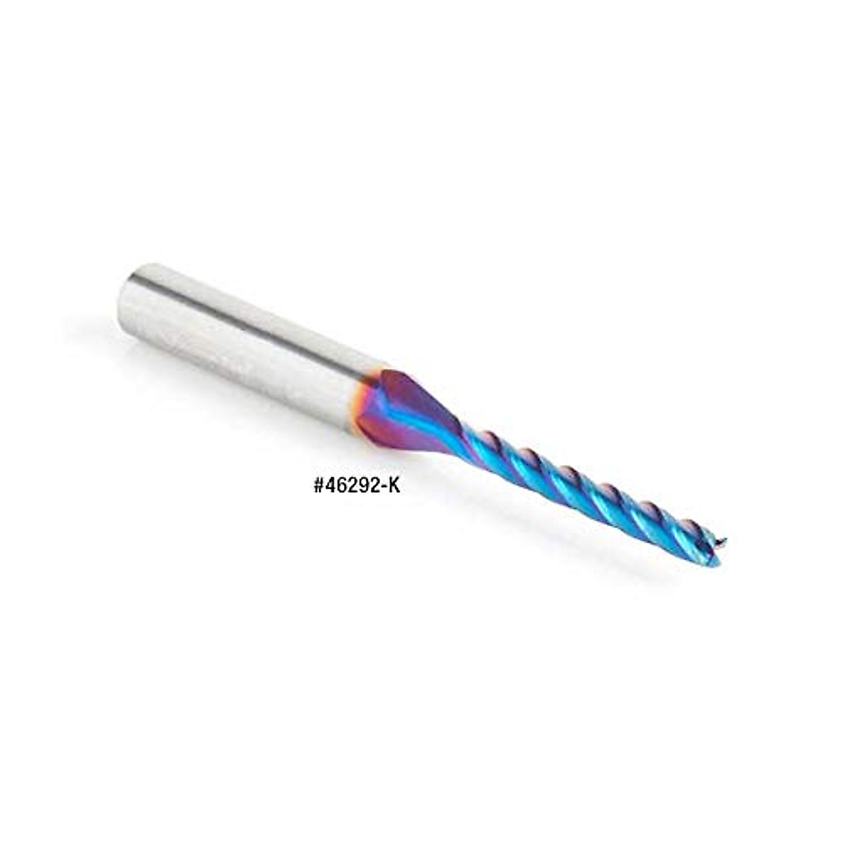 Amana Tool 46587-K CNC Spektra Extreme Tool Life Coated Spiral 2D/3D Carving 0.10 Deg Straight Angle Flat Bottom x 1/4 D x 3/4 CH x 1/4 SHK x 2 Inch Long x 2 Flute SC Up-Cut Router Bit