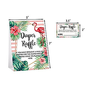 Diaper Raffle Tickets and Sign Baby Shower Games, Decorations, Party Favors For Baby Showers – 1 Sign, 50 Cards per Pack(DIAPER-D005)