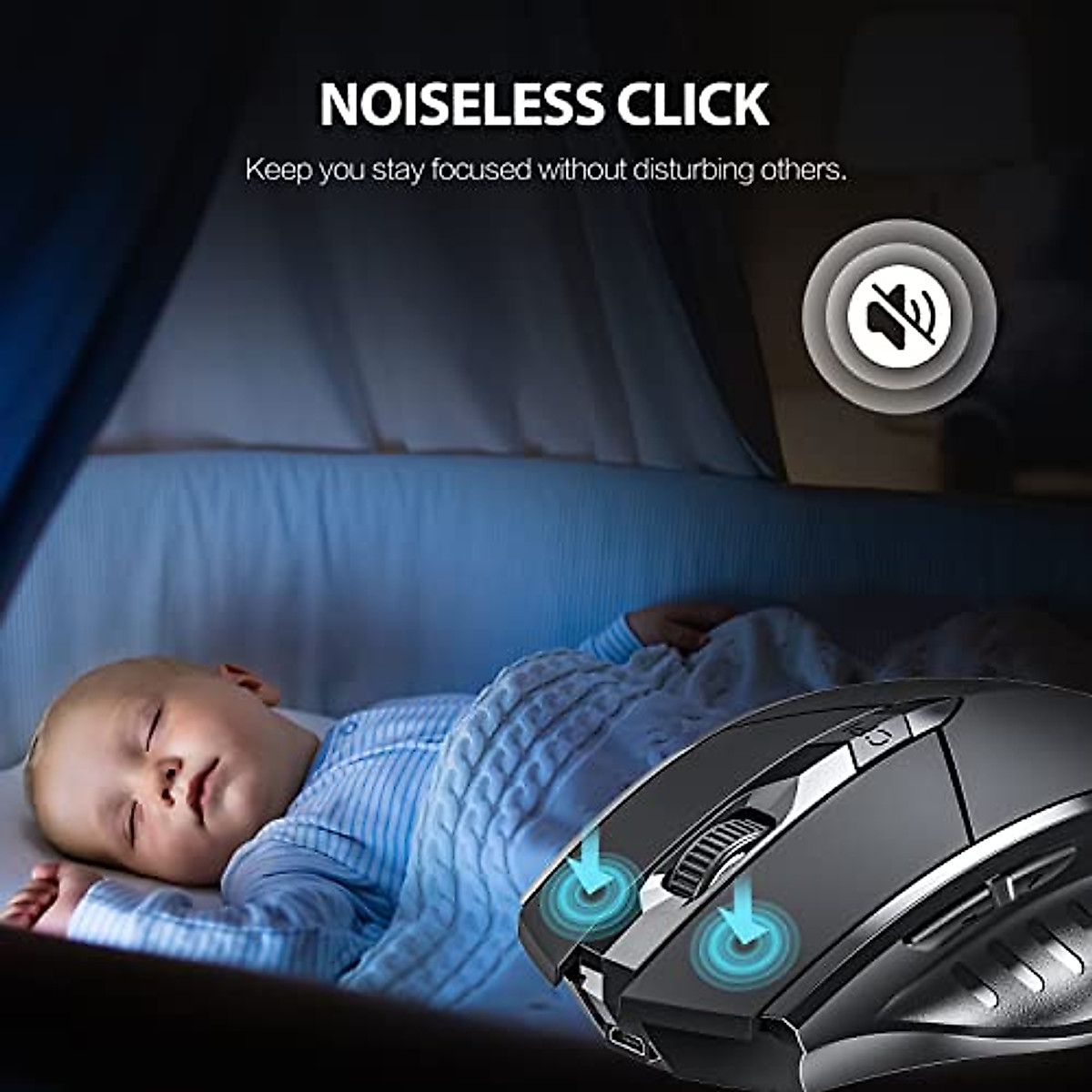 INPHIC Multi-Device Bluetooth Mouse Wireless, Rechargeable, USB Receiver, 6 Buttons, Ergonomic for Laptop, Computer, Mac, PC etc.