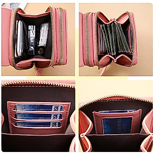 Barn Eleven Anti-theft Leather Bag, Small Crossbody Cell Phone Purse for Women, Mini Shoulder Handbag Wallet with Credit Card Slots (BLACK)