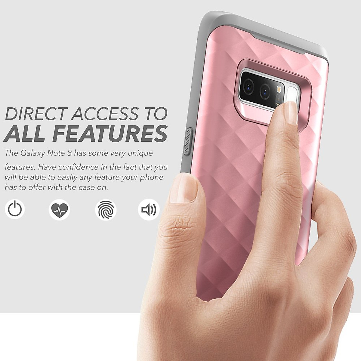 Galaxy Note 8 Case, Clayco [Hera Series] Full-Body Rugged Case with Built-in Screen Protector for Samsung Galaxy Note 8 (2017 Release) (Rosegold)