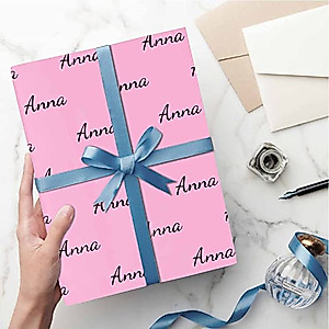 MyPupSocks Customized Logo Wrapping Paper, Personalized Wrapping Paper Name Pink Text Name Gift Wrap Paper Roll 58x23 for Women Men Kids Boys Girls Baby Birthday 1 Roll