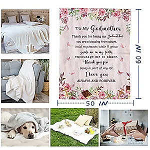 Yamco Godmother Gifts Blanket - Godmother Gifts from Godchild 60"X 50" Throw Blankets - Christian Gifts for Godmother - Baptism Gifts for Godmother Ideas