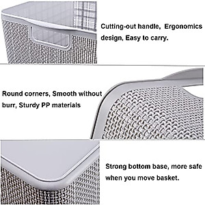 AYSUM 8 Pack Plastic Weave Basket, Plastic Baskets for Organizing, Plastic Storage Organizer Basket for Shelves, 10" x 6.5" x 5.5"