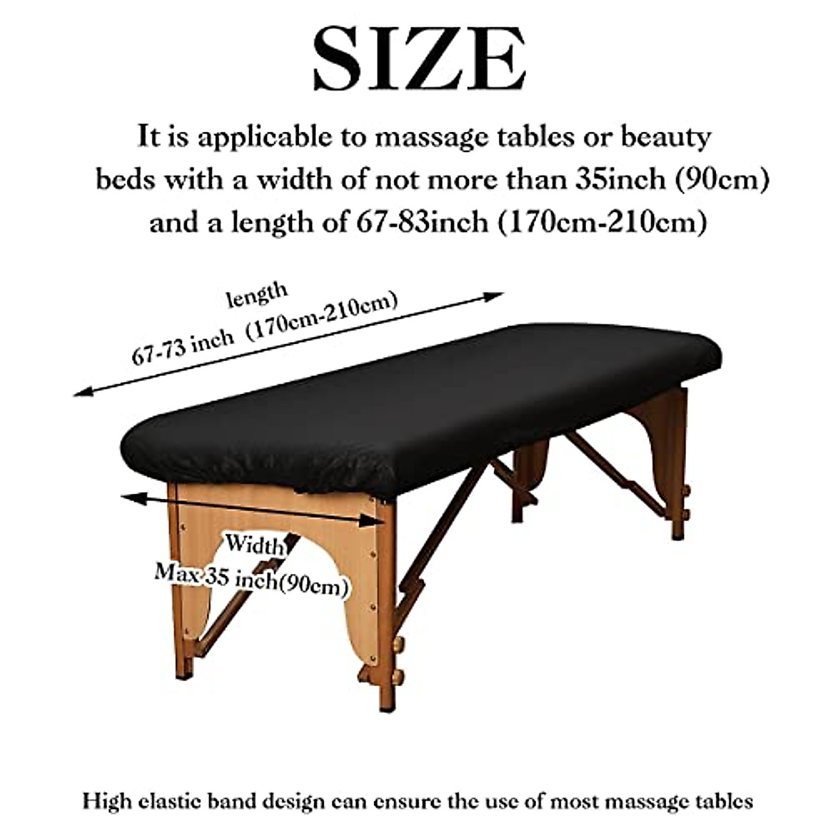 20 PCS Disposable Thick Massage Table Covers Fitted Bed Sheets 82 x 35 inches Soft Breathable (Black)