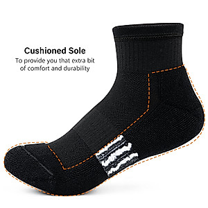 Gonii Ankle Socks Womens Athletic Thick Cushioned Running Hiking Crew Socks 5-Pairs (Black)