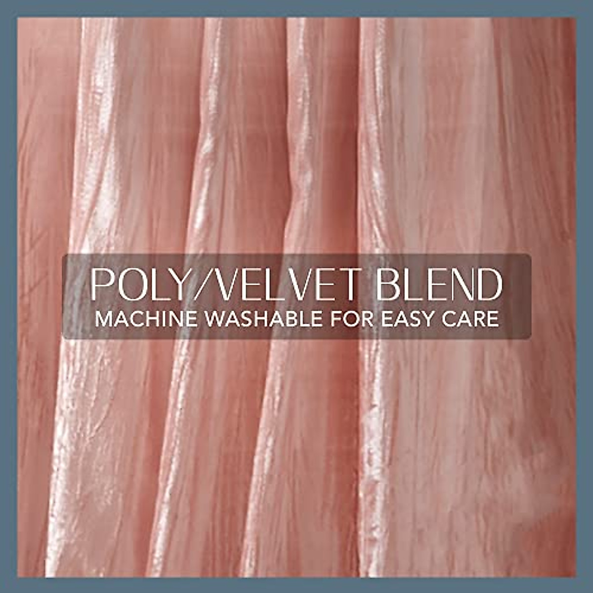 Elrene Home Fashions Korena Tie-Top Crushed Velvet Window Curtain Panel, Rustic-Chic Curtain Panel for Living Room or Bedroom, 52 Inches by 95 Inches, Blush, 1 Panel