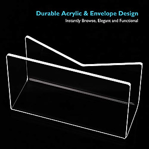 KTRIO Acrylic Mail Holder Mail Organizer Countertop, Letter Holder for Desk 6x2.5x4 Inches Envelope Holder Mail Sorter Stand for Home Office School