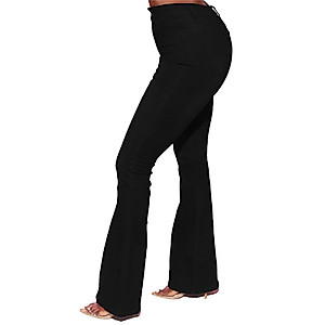 Flare Bell Bottom Jeans for Women High Waisted Stretch Wide Leg Denim Pants Classic Slimming Retro Comfy Jean (Black,Large)