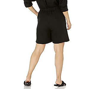 The Drop Women's Millie Pleated Long Walk Short- 7" Inseam, Black, L