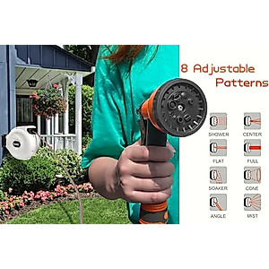 Blütezeit Retractable Garden Hose Reel, 1/2'' x 65FT+6FT Wall Mount Water Hose Reel, 8 Function Hose Nozzle, Any Length Lock, 180° Swivel Bracket, Automatic Slow Rewind System