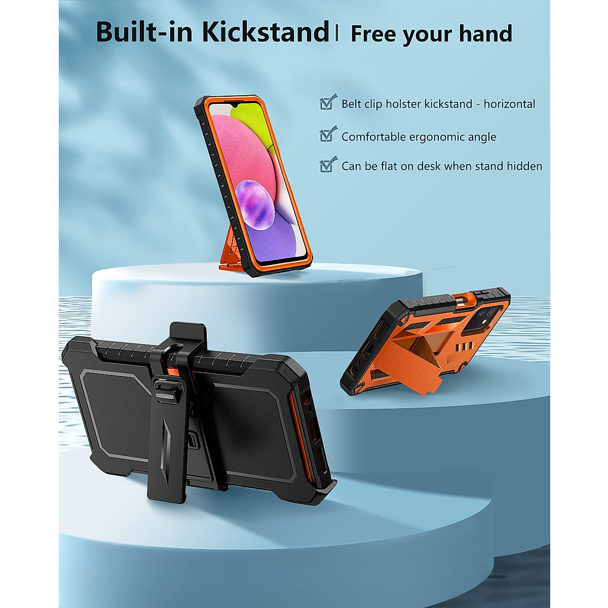 SOiOS for Samsung Galaxy A03s Case: Military Grade Drop Proof Protection Cell Phone Holster Cover | Heavy Duty Protective Rugged Cases with Kickstand | Durable Matte Textured Shockproof TPU Protector