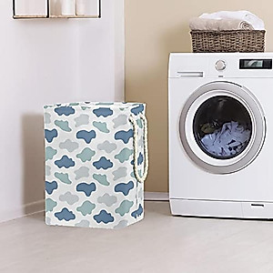 Laundry Hamper Blue Cloud Pattern Collapsible Laundry Baskets Firm Washing Bin Clothes Storage Organization for Bathroom Bedroom Dorm