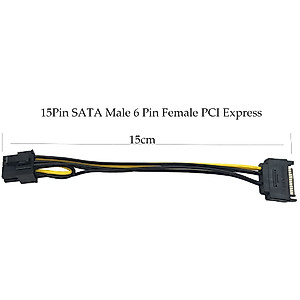 Traovien PCI Express Power Cable,15 Pin SATA Male to 8 Pin (6+2 Pin) PCI Express Female Video Card Power Adapter Cable(15CM/6inch 2Pcs)