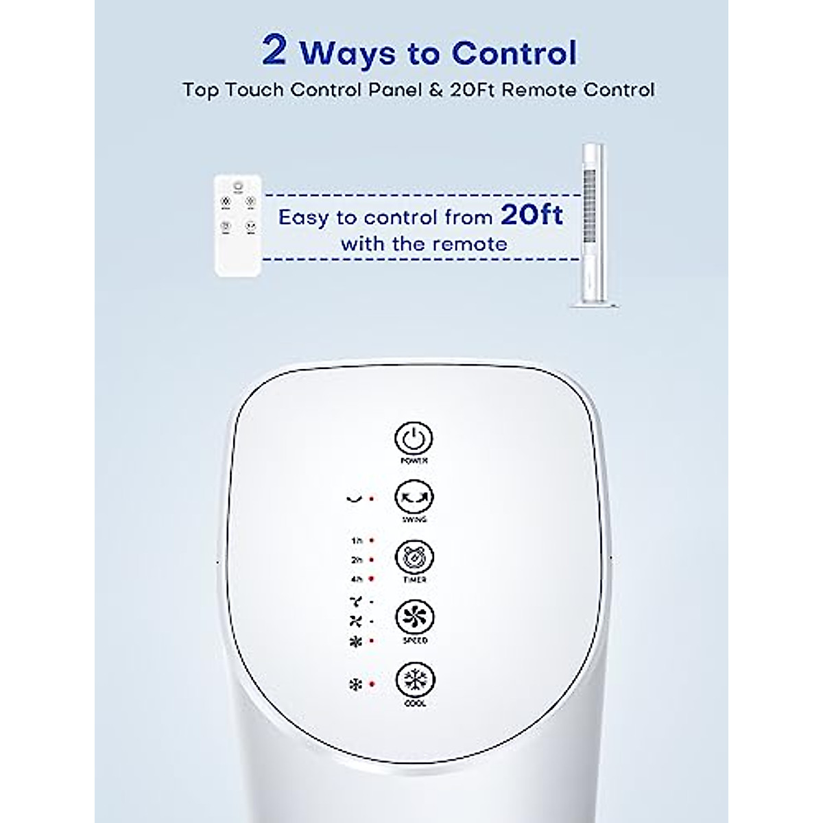 TEMEIKE 3-IN-1 Evaporative Air Cooler, 35'' Windowless Tower Air Conditioner Portable for Room with Remote, 60° Oscillation, 7H Timer Swamp Cooler, 4 Ice Packs, Evaporative Cooler for Home Bedroom