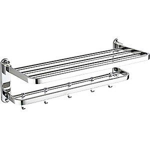 OMOONS Stainless Steel Wall Mounted Bathroom Towel Rack Brushed Towel Shelf Towel Holder Hotel Rail Shelf Storage Holder for The Bathroom