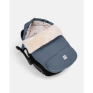 7AM Enfant Universal Stroller Footmuff - Water Repellent Winter Bunting Bag for Strollers & Car Seats, Soft Micro-Fleece & Plush Lined Stroller Footmuff | Ash Blue, Print Pebbles