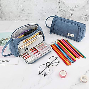 iSuperb Big Capacity Pencil Case Corduroy Large Pencil Pouch Portable Pen Bag Zipper Organizer Makeup Cosmetic Bags for Women Office