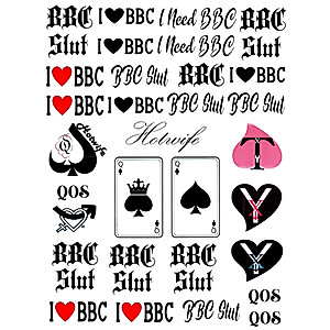 4 Sheets BBC Queen of Spades Temporary Tattoo Sticker Total 81(15X21cm) QoS Hardcore Words Phrases