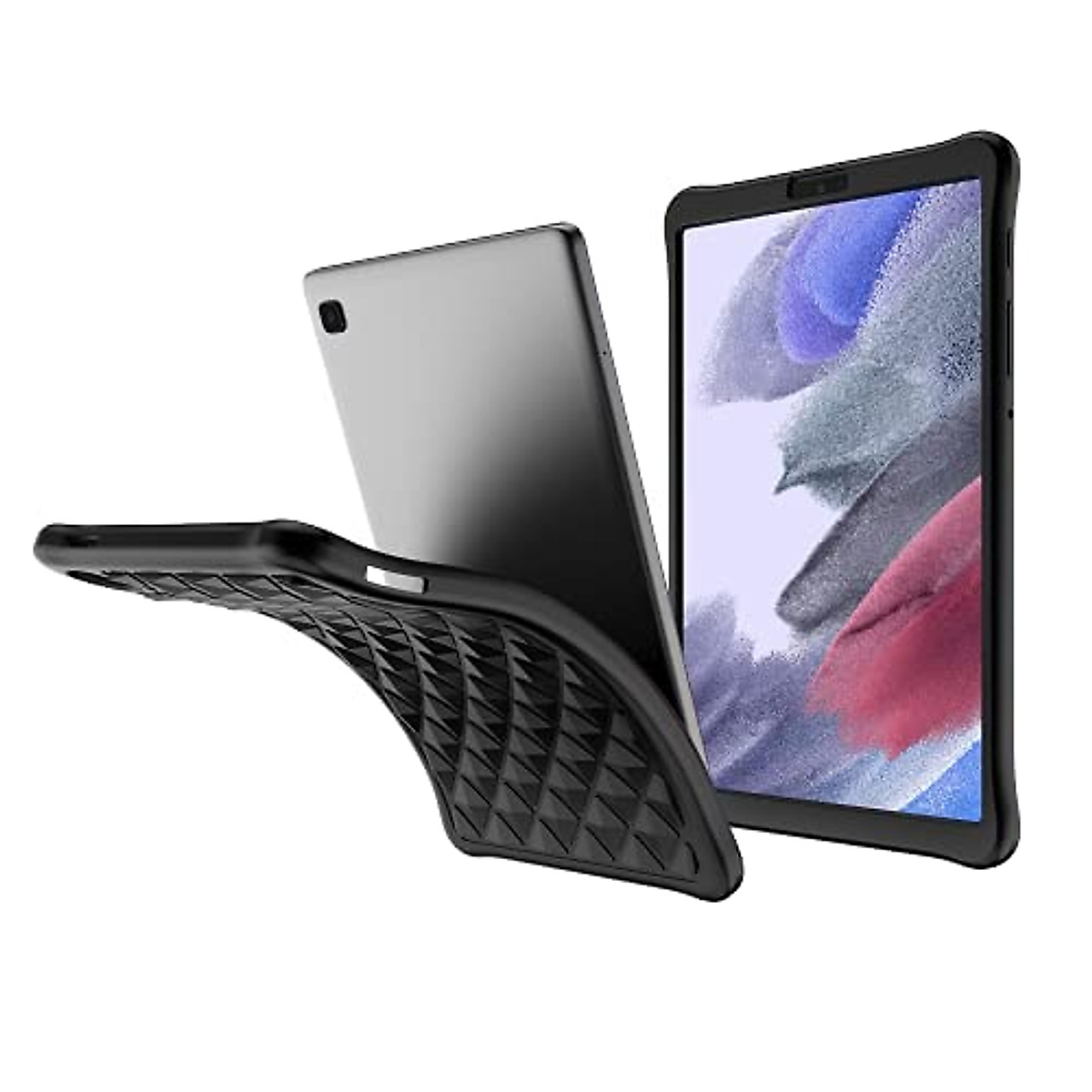 Epicgadget Case for Samsung Galaxy Tab A7 Lite SM-T220/SM-T225 - Soft Lightweight Diamond Grid Slim Protective Silicone Cover Case for Galaxy Tablet A7 Lite 8.7 Inch Tablet 2021 Released (Black)