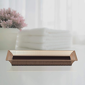nu steel Selma Steel Storage Organizer Tray for Bathroom Vanity Countertops, Closets, Dressers - Holder for Watch, Earring, Makeup Brush, Reading Glass, Hand Towel - Copper & Oil Rubbed Bronze