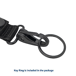 Dotacty Heavy Duty Belt Keeper Clip Key Holder with Nylon MOLLE Strap & Metal Snap & Key Clip & Key Ring Tactical Keyrings Hook Keychain Organizer Police LEO Correctional Officer (Black)