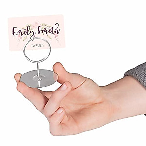 12-Pack of 2.25" Table Number Holder, Menu, and Place Card Stands | Tabletop Stainless Steel Ring-Clip Card Markers & Photo Holder for Restaurants, Weddings, Banquets, Home Usage, and Parties