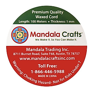 Mandala Crafts Black 1mm Waxed Cord for Jewelry Making - 109 Yds Black Waxed Cotton Cord for Jewelry String Bracelet Cord Wax Cord Necklace String
