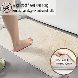 FANXINEY Fluffy Area Rugs Bathroom Soft Shaggy Fuzzy Mat Living Room Rabbit Fur Rug Carpet,16''x24''Machine Washable Non-Slip for Kitchen Bedroom Shower Kids Room 40X60cm/White