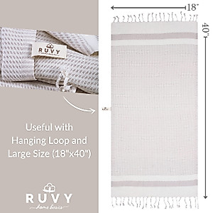 Ruvy Home Basics Turkish Hand Towels for Bathroom Set of 2 | 18"x40", Cotton | Bathroom Hand Towels & Decorative Hand Towels for Bathroom, Kitchen Towels, Dishcloth, Tea, Yoga, Face, Gym - Beige
