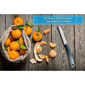 SMI - 6 Pcs Paring Knife Set Serrated Edge, Vegetable Knife, Fruit Knife, Kitchen Knife Made in Solingen Germany (Grey White)