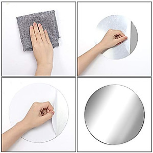 Aneco 6 Pack Acrylic Round Mirrors Non Glass Round Mirror Plate Self Adhesive Mirror Stickers for Home Wall Decor or Wedding Table Centerpiece, 6 Inches, (Thickness 2 mm)