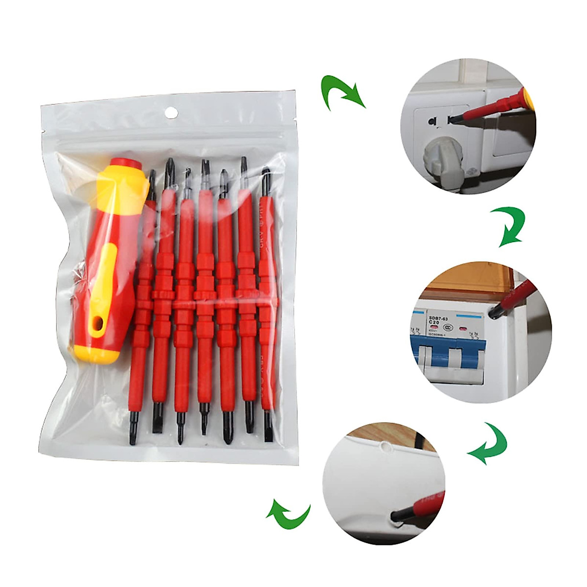 Insulated Interchangeable Set Includes Handle Magnetic Tip 8-Piece Insulated Screwdriver Set Electrician Magnetic 1000v