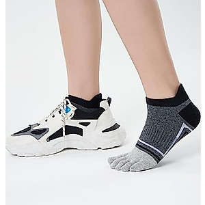 Men Toe Socks Cotton Low Cut No Show Athletic Running 5 Finger Wicking 6 Pack